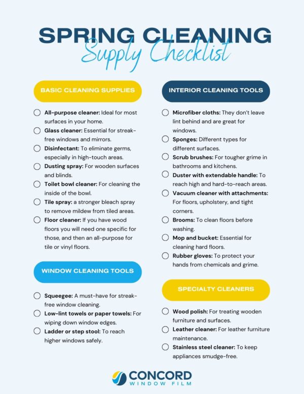 Spring Cleaning Supply Checklist - Concord Window Film